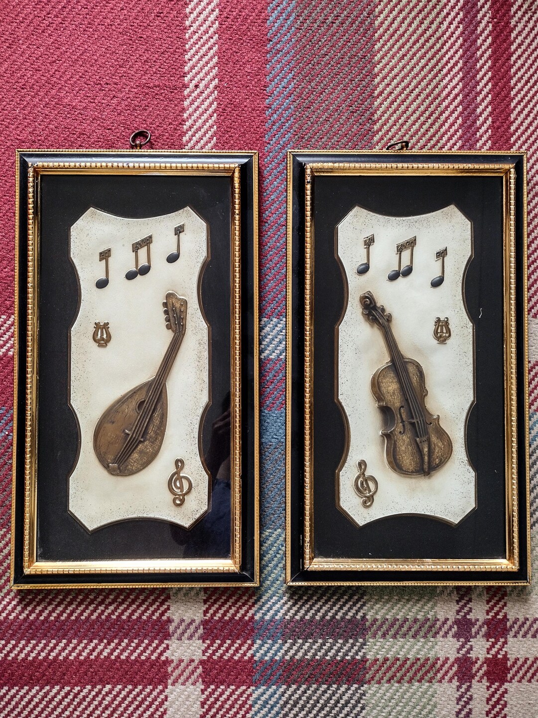 Mid Century Musical Instrument Shadow Box Wall Decor, Set of 2 - Etsy