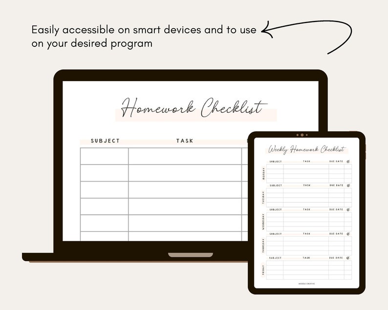 Minimalist Homework Checklist Fillable Homework Planner Printable ...