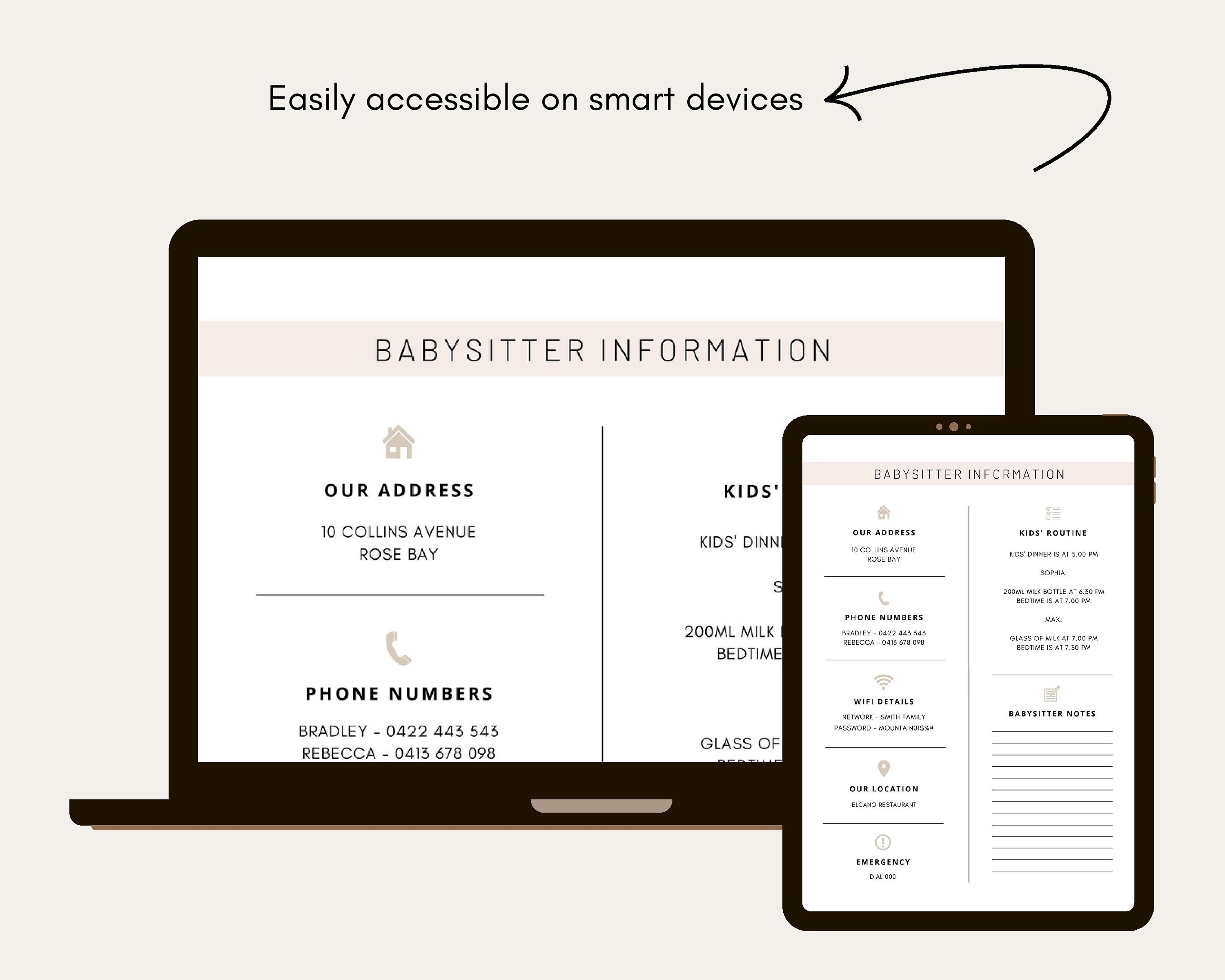 Babysitter Information Sheet Printable Nanny Schedule Child Care ...