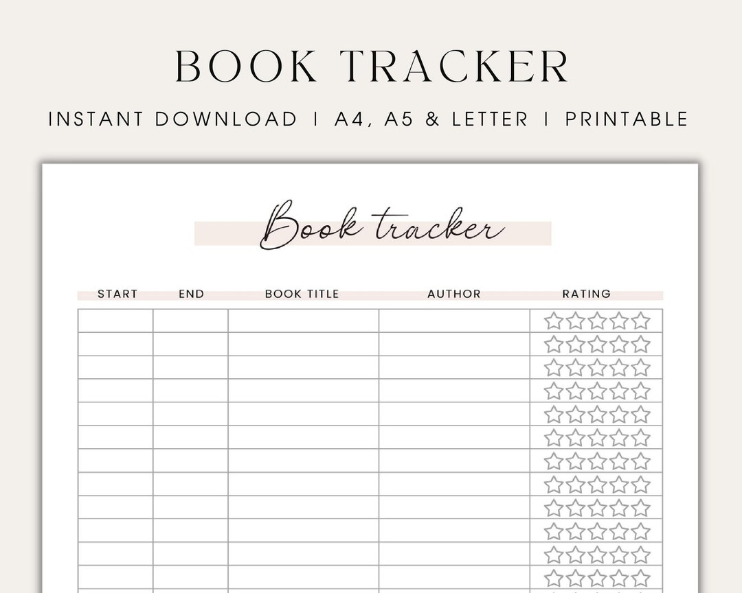 Reading Book Tracker Printable Reading Log Printable Book Challenge ...