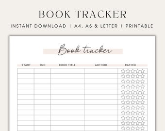 Printable Book Tracker/bookshelf Tracker Full Page 100 Books - Etsy