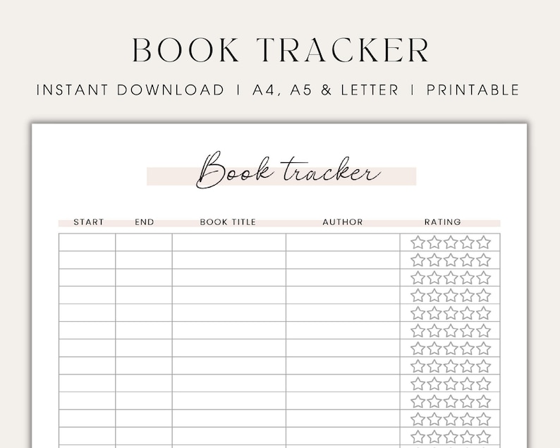Reading Book Tracker Printable Reading Log Printable Book Challenge ...