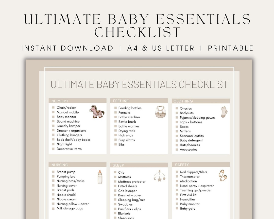 Baby Essentials Checklist Newborn Essentials Nursery Checklist Registry ...