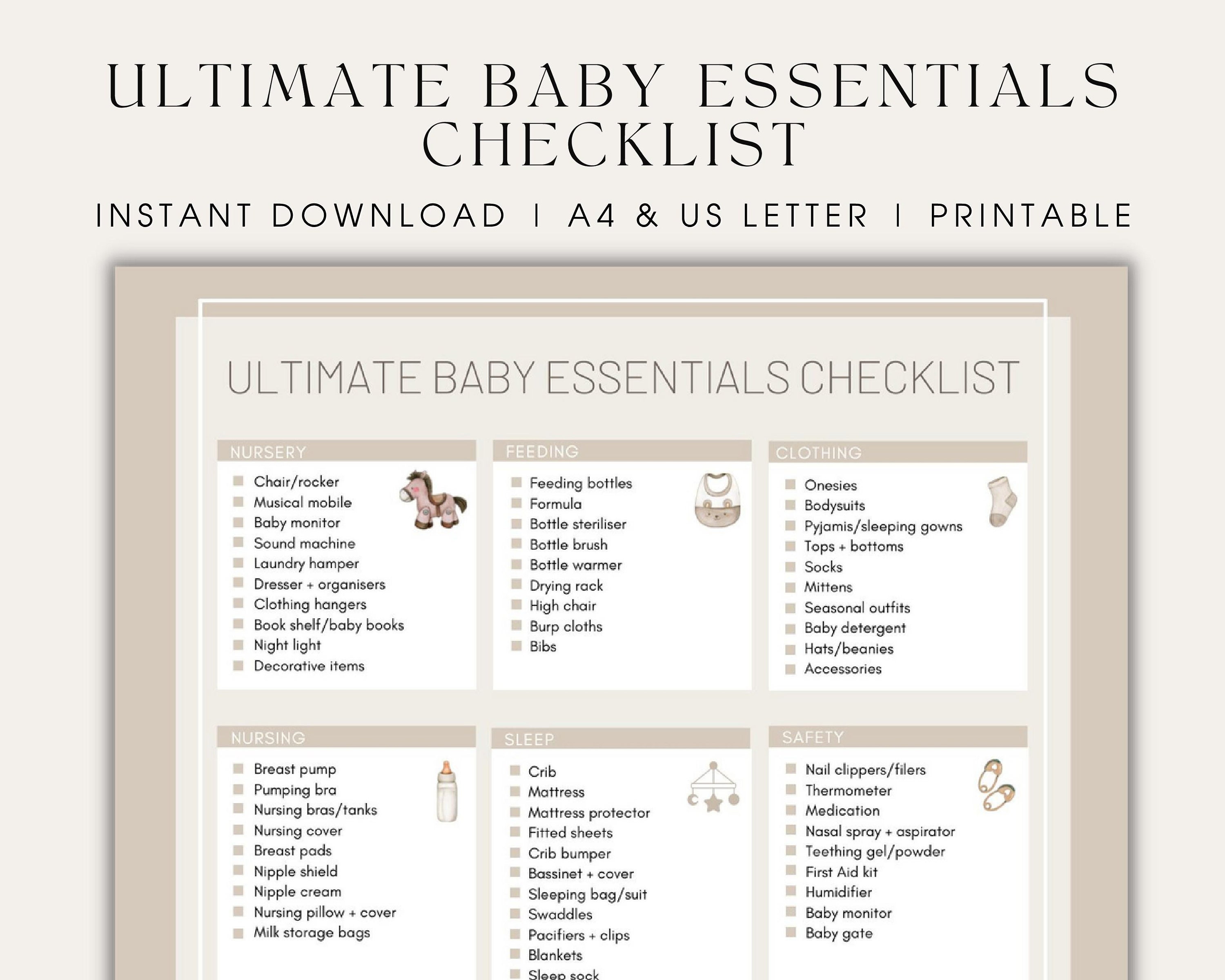Baby Essentials Checklist Newborn Essentials Nursery Checklist Registry ...