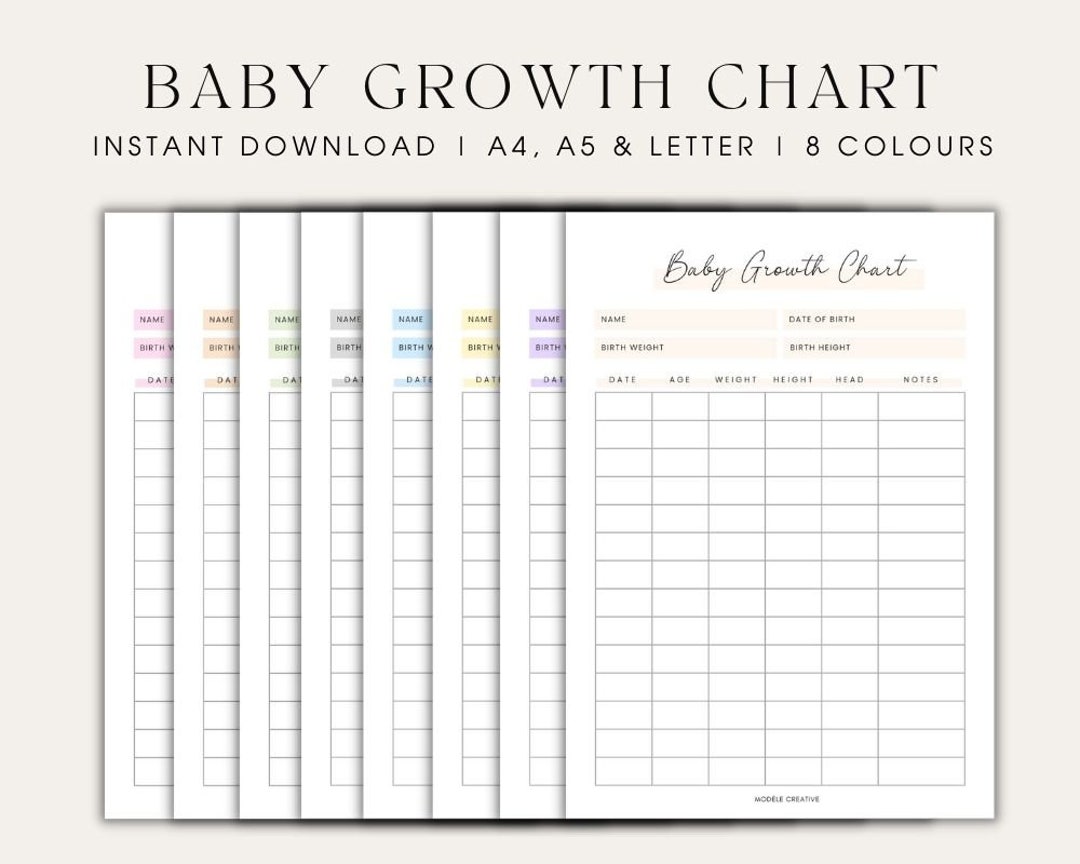 Minimalist Baby Growth Chart Printable Height Chart for Kids Weight ...