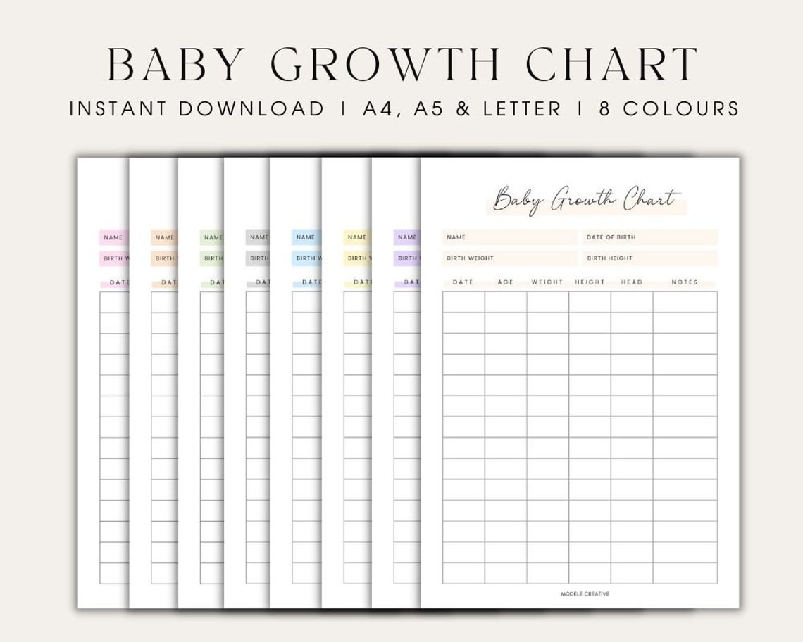 Minimalist Baby Growth Chart Printable Height Chart for Kids Weight ...