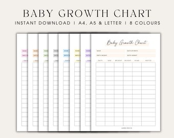 Baby Growth Chart Printable Height Chart for Kids Weight Chart Template ...