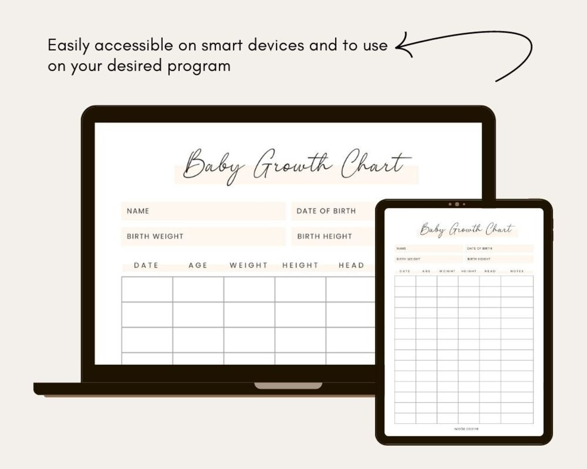 Minimalist Baby Growth Chart Printable Height Chart for Kids Weight ...