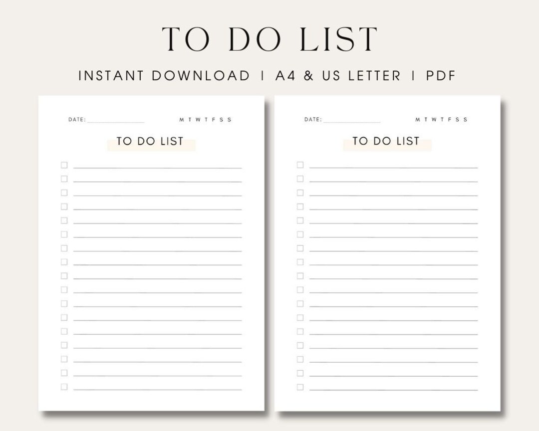 Minimal to Do List Printable Daily Checklist Template to Do List ...