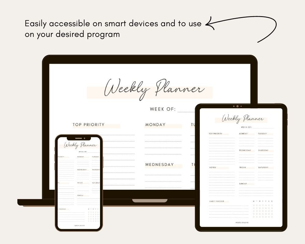 Minimalist Weekly Printable Planner, Neutral Weekly Schedule Planner ...