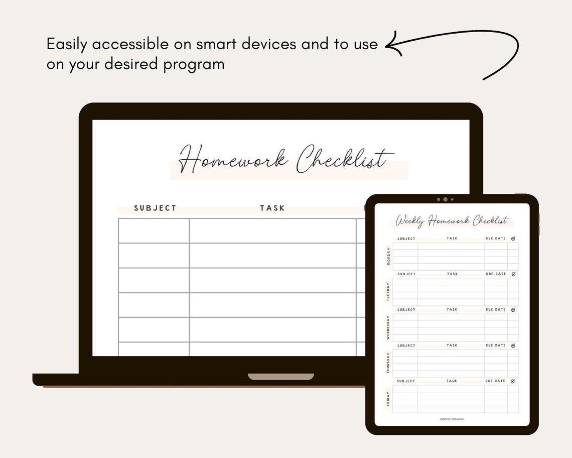 Homework Checklist Printable Student Planner for Students Planner ...
