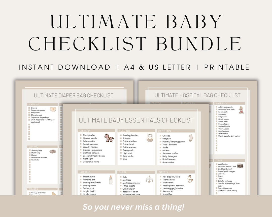 Baby Essentials Checklist Bundle Baby Planning Newborn Essentials ...