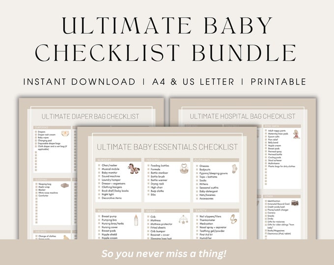 Baby Essentials Checklist Bundle Baby Planning Newborn Essentials ...