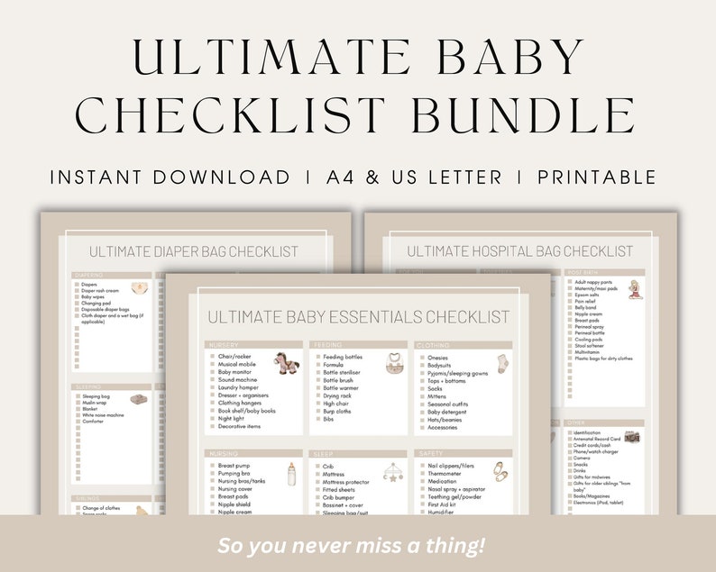 Baby Essentials Checklist Bundle Baby Planning Newborn - Etsy