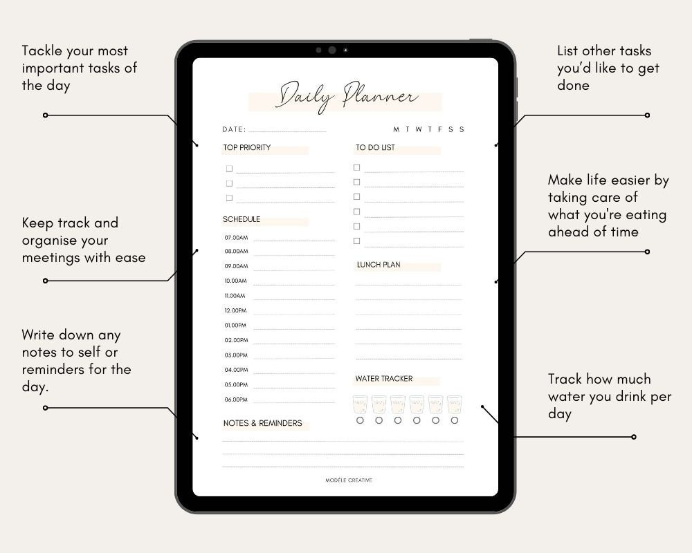 Daily Planner Printable Minimal Daily to Do List Undated Daily - Etsy