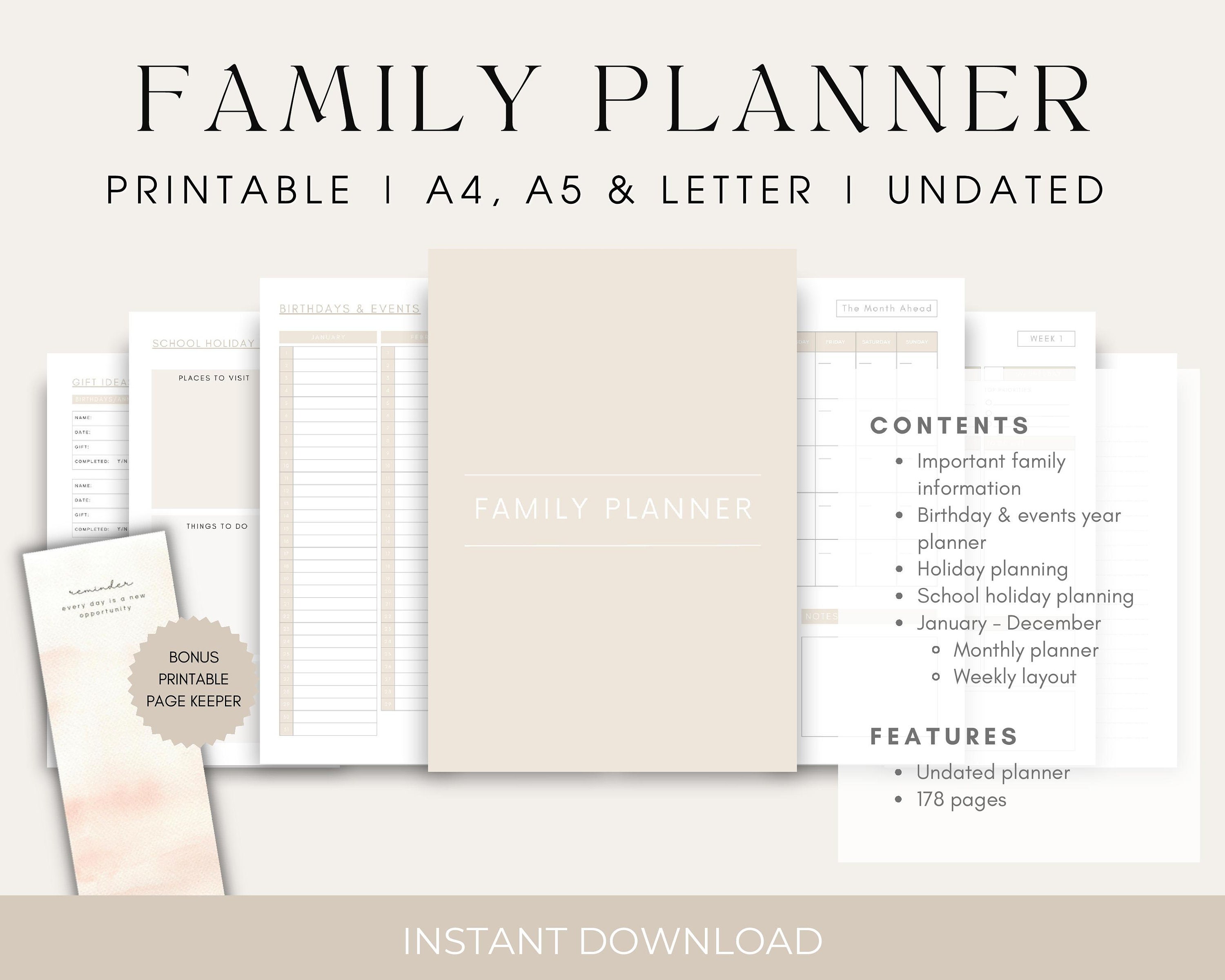 Family Planner Printable Planner for Moms Printable Planner Yearly ...