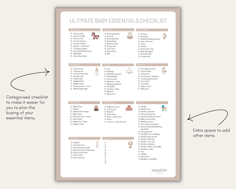 Baby Essentials Checklist Printable Baby Must Haves Newborn Essentials ...