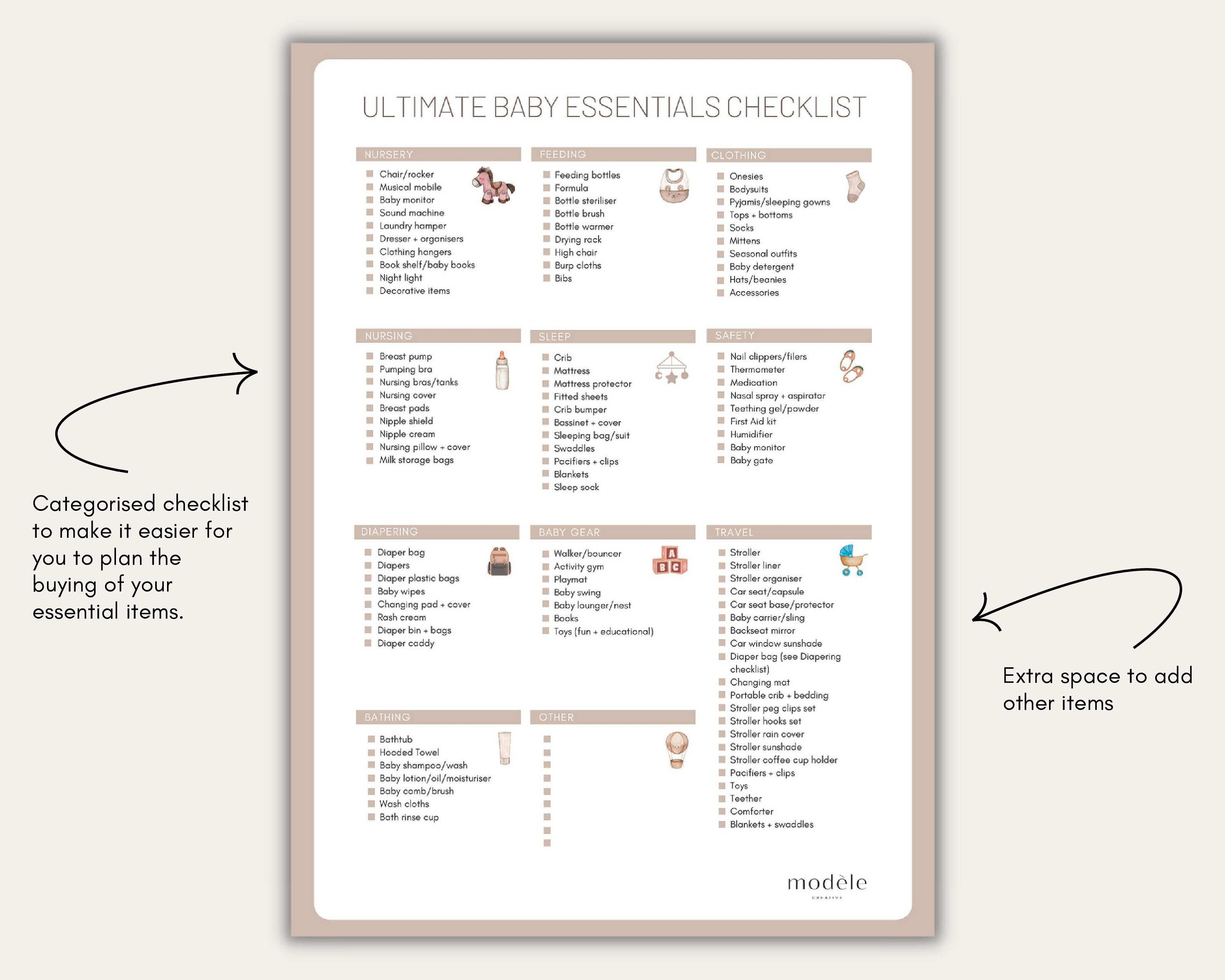 Baby Essentials Checklist Printable Baby Must Haves Newborn Essentials ...