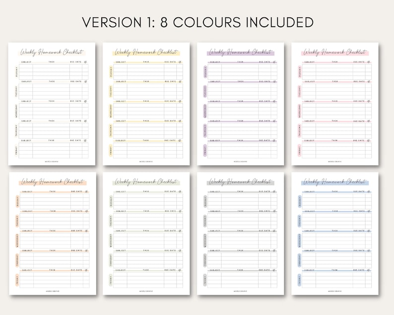 Minimalist Homework Checklist Fillable Homework Planner Printable ...