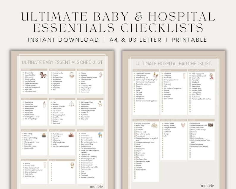 Baby Essentials Checklist Hospital Bag Essentials Checklist Newborn ...