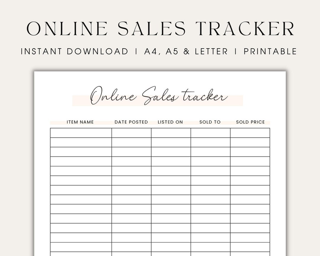 Online Sales Tracker Sales Log Printable Sales Tracking Sheet Online ...