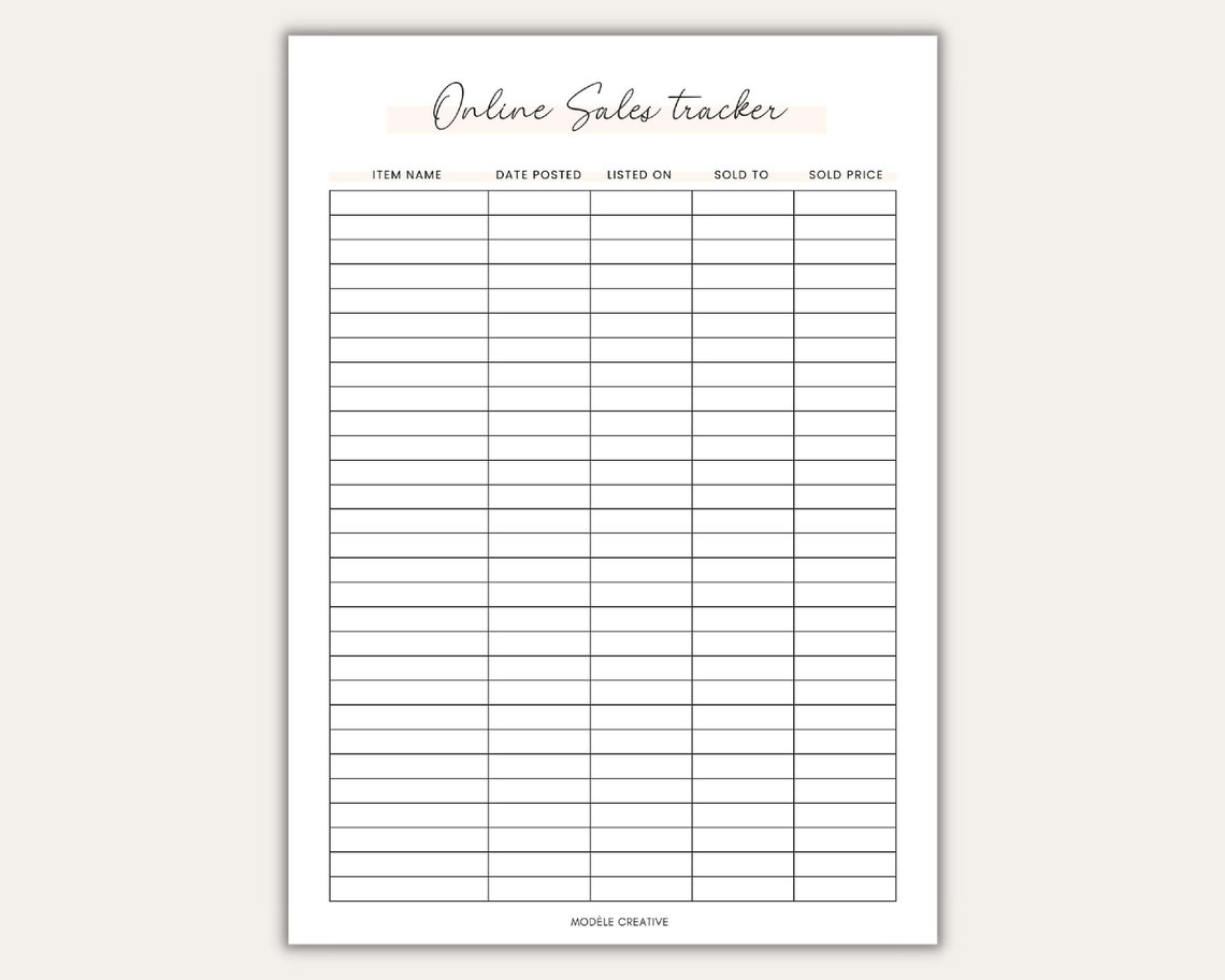 Online Sales Tracker Sales Log Printable Sales Tracking Sheet - Etsy