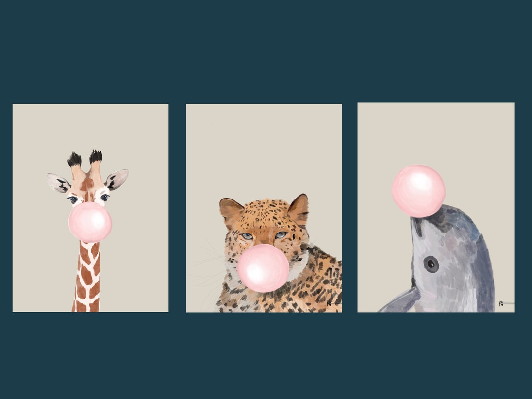 Set of 3 Posters of Animals Print/animal/illustration/kids/baby - Etsy UK