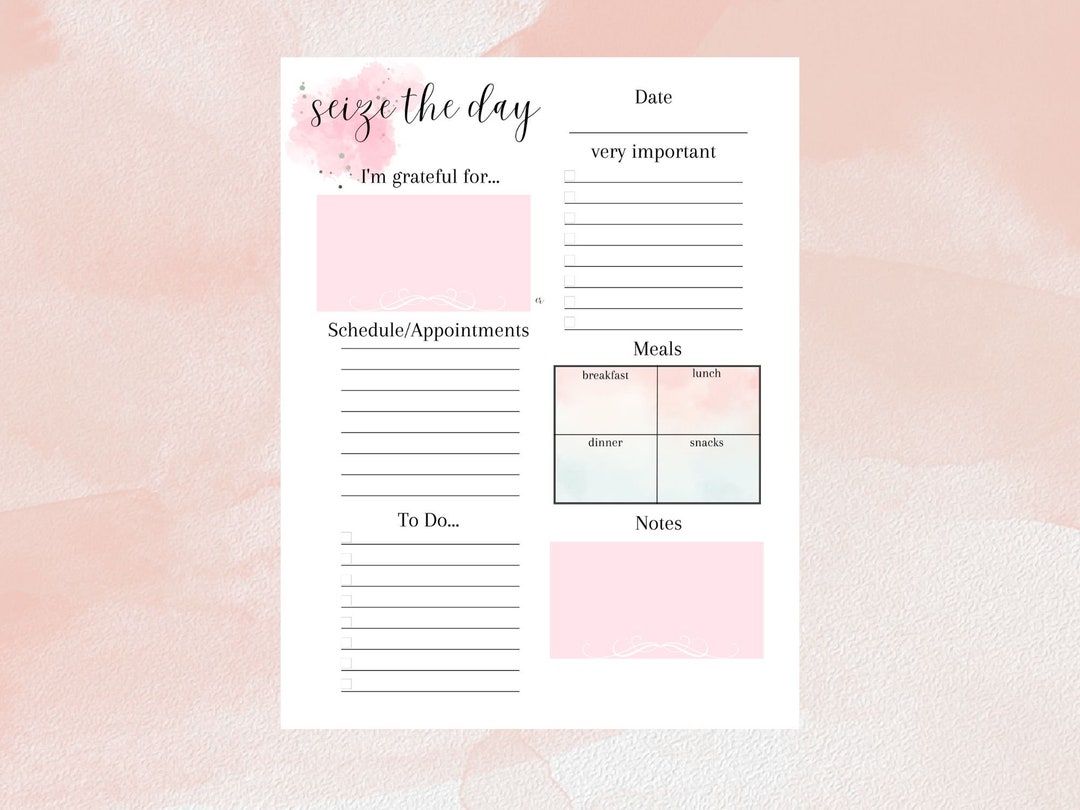 Planner Template, Journal, Pink, Watercolor, Planner Journal, Girly ...