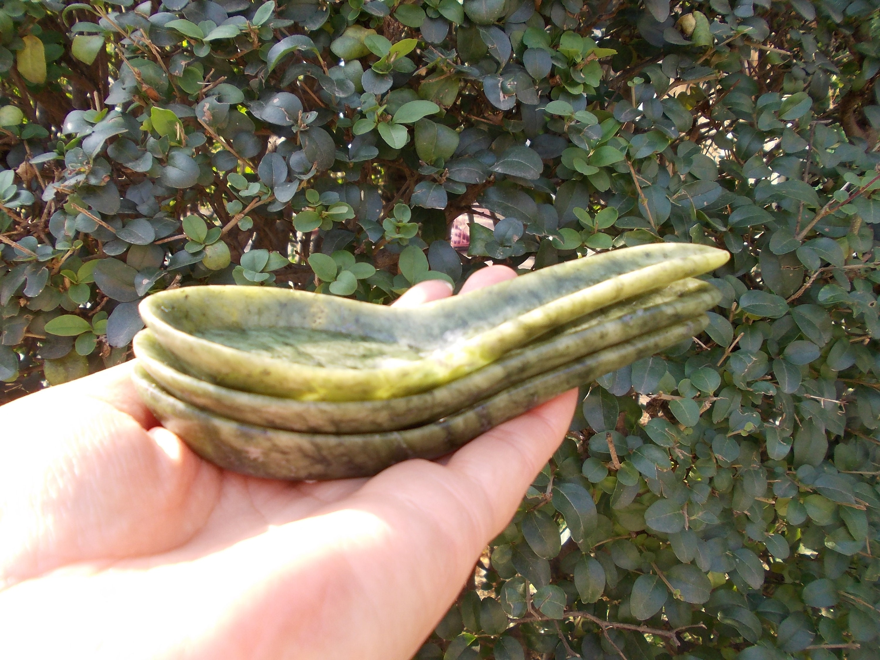 1pic Natural Green Jade Spoon Quartz Crystal Healing Gem Random Stone ...