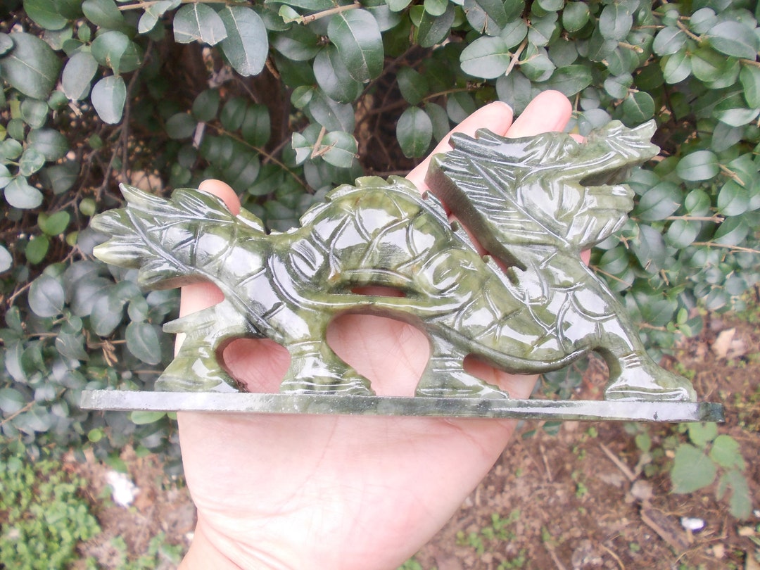Funnt Crystal Jade Healing Green Jade Dragon Carving Carved, Crystal ...