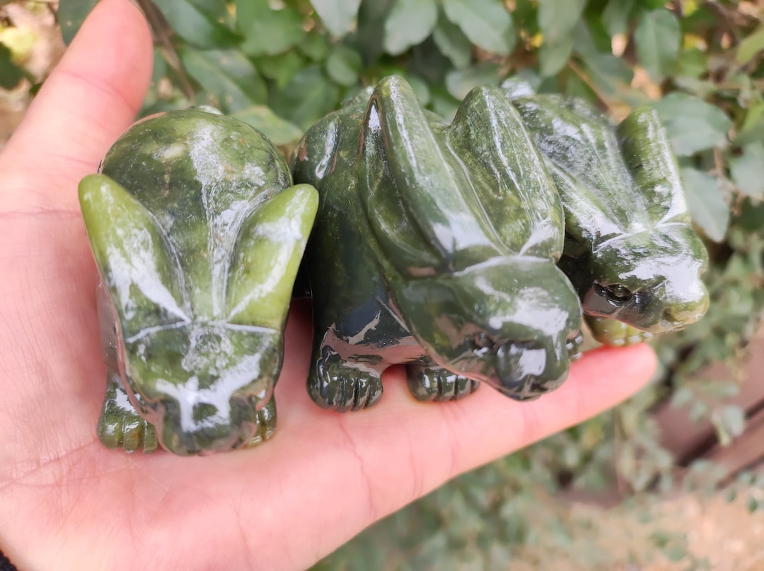 Get 1 Piece Funny Jade Crystal Healing Light Green Jade Rabbit Statue ...