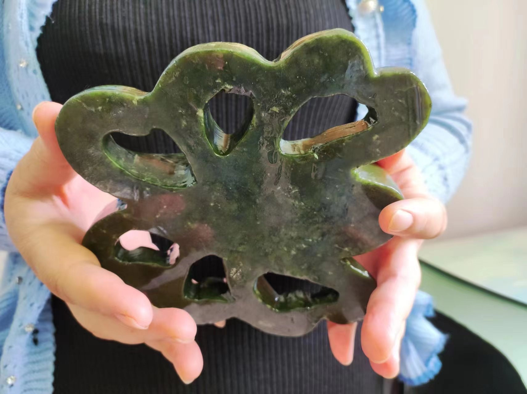 Green Jade Octopus Detailed Carving, Crystal Healing Fish Animal Squid ...