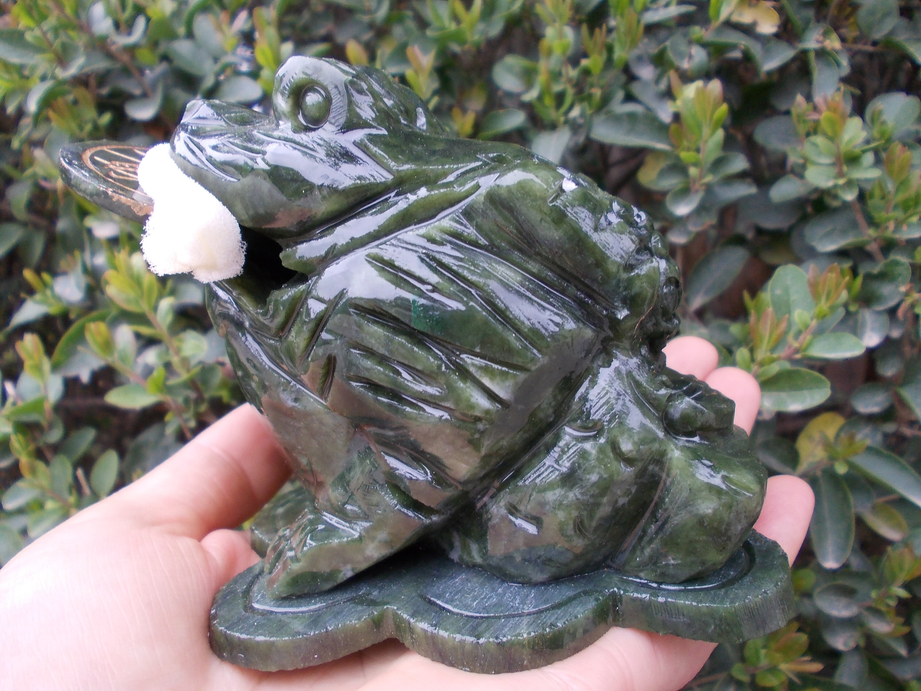 Funnt Crystal Natural Green Jade Money Toad Statue Feng Shui Fortune ...