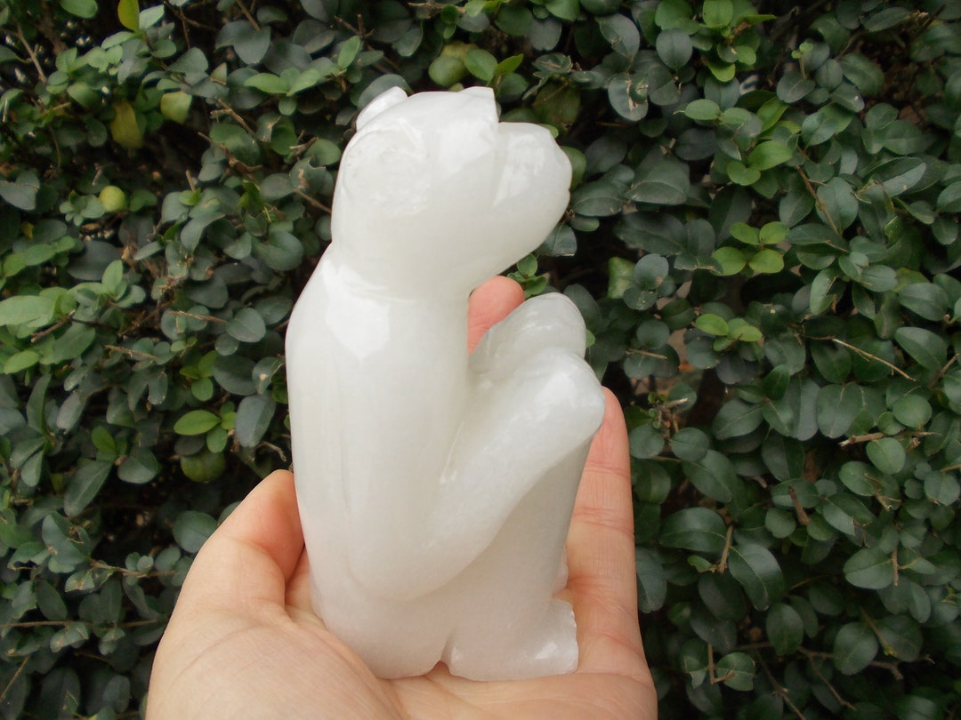 Funny Jade Crystal Healing White Monkey Statue Carving Carved, Crystal ...