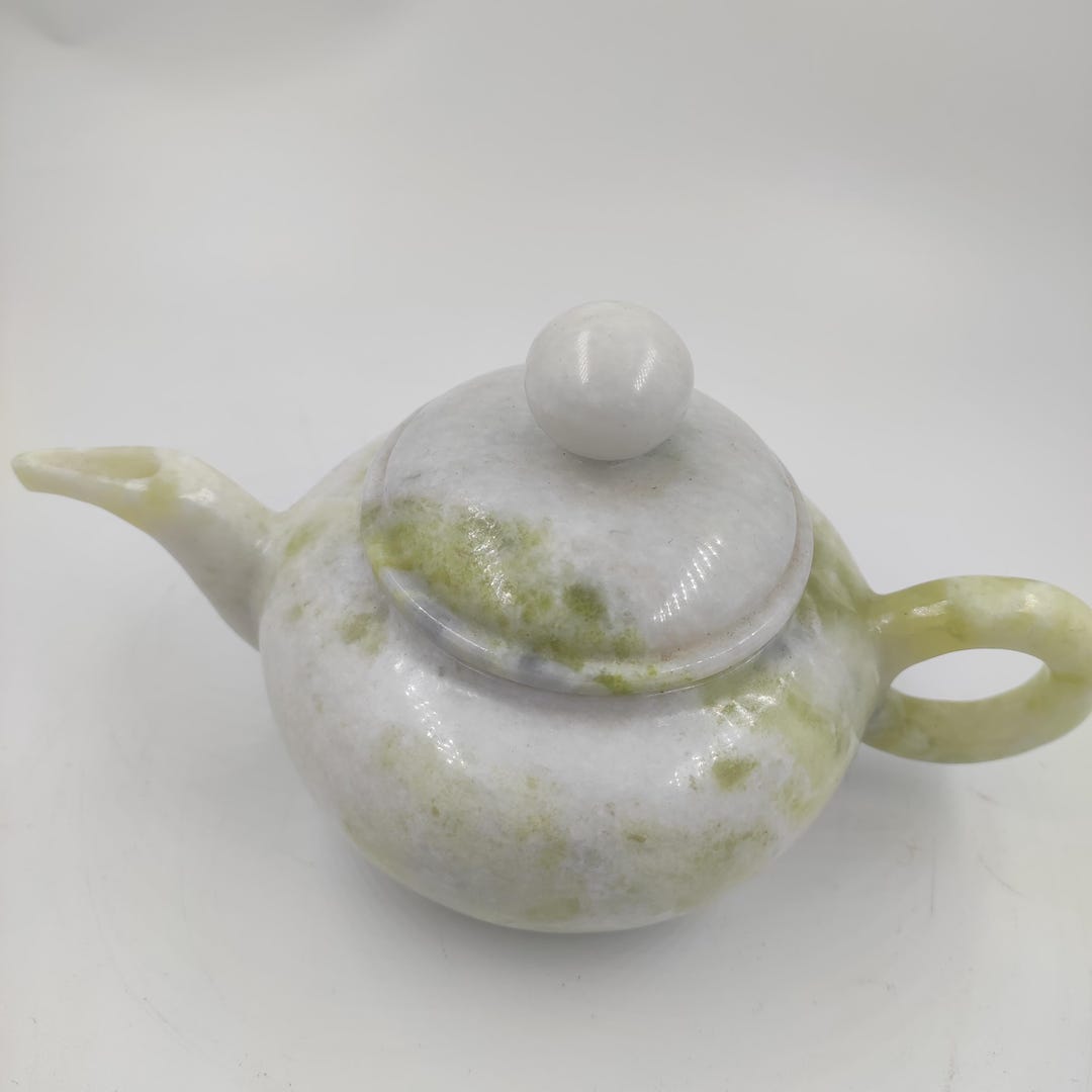 Jade Jadeite Tea Set Tea Pot 6 Cups in Case, Natural Jade Healing ...