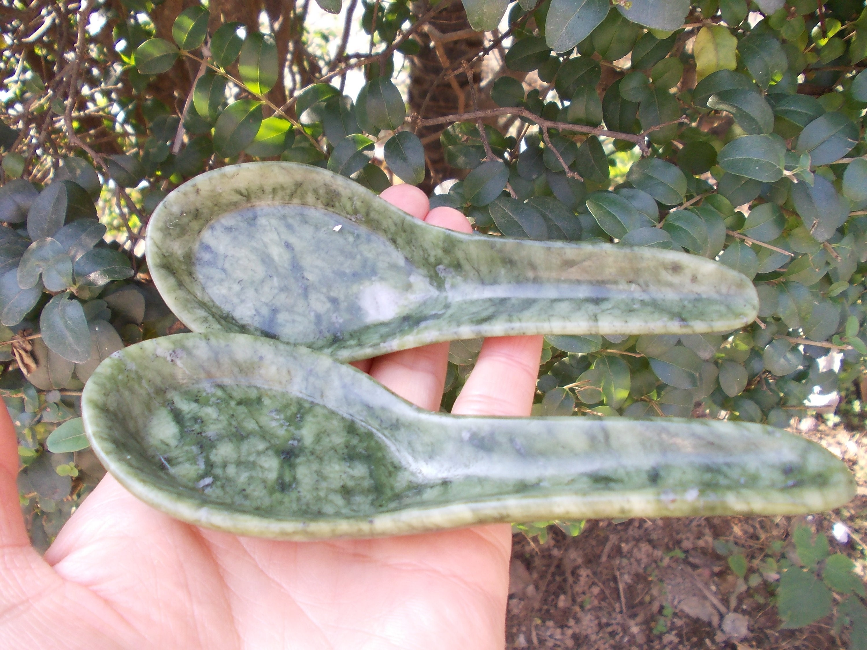 1pic Natural Green Jade Spoon Quartz Crystal Healing Gem Random Stone ...
