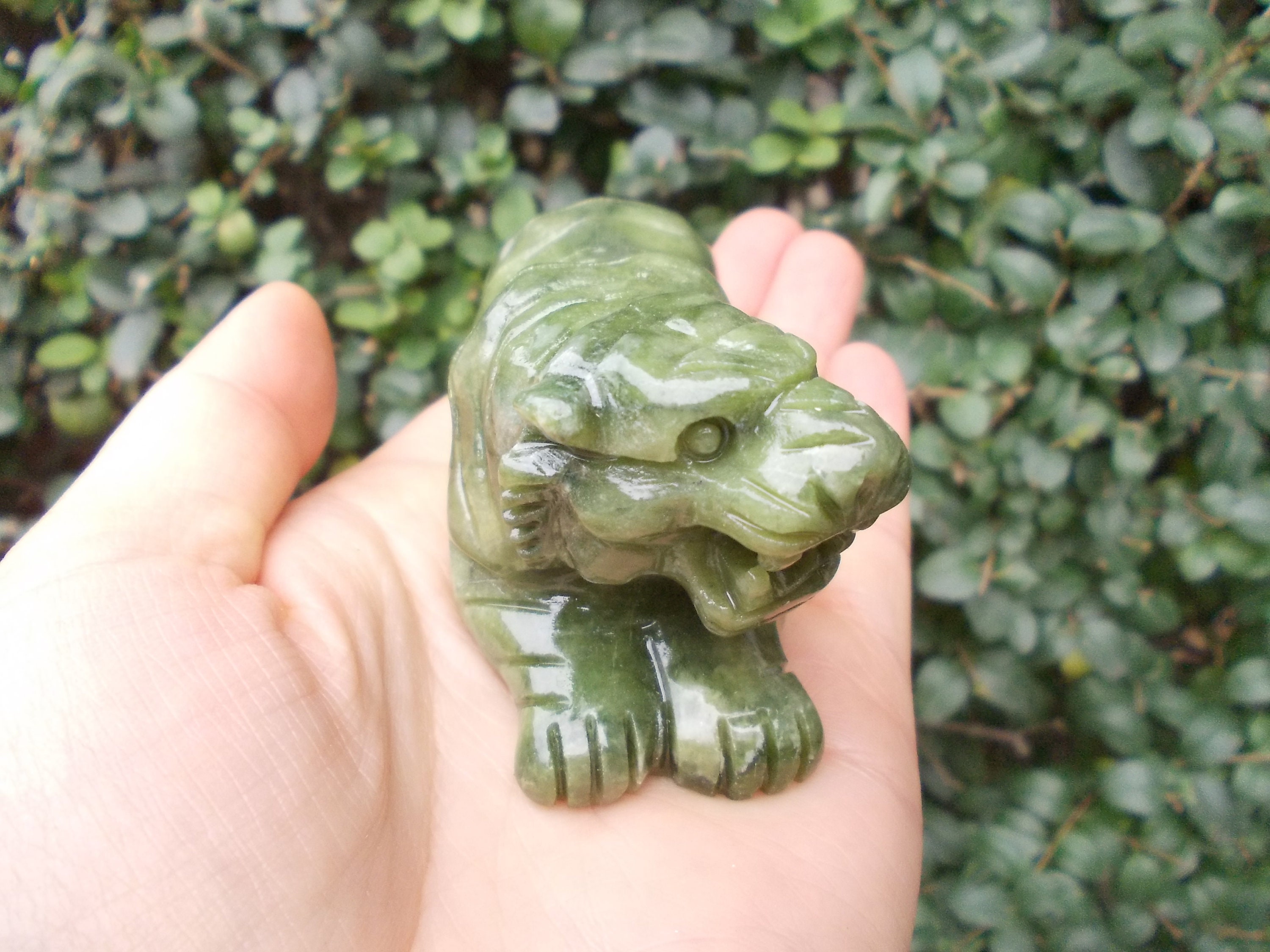 Funny Jade Crystal Healing Green Jade Tiger Carving Carved - Etsy