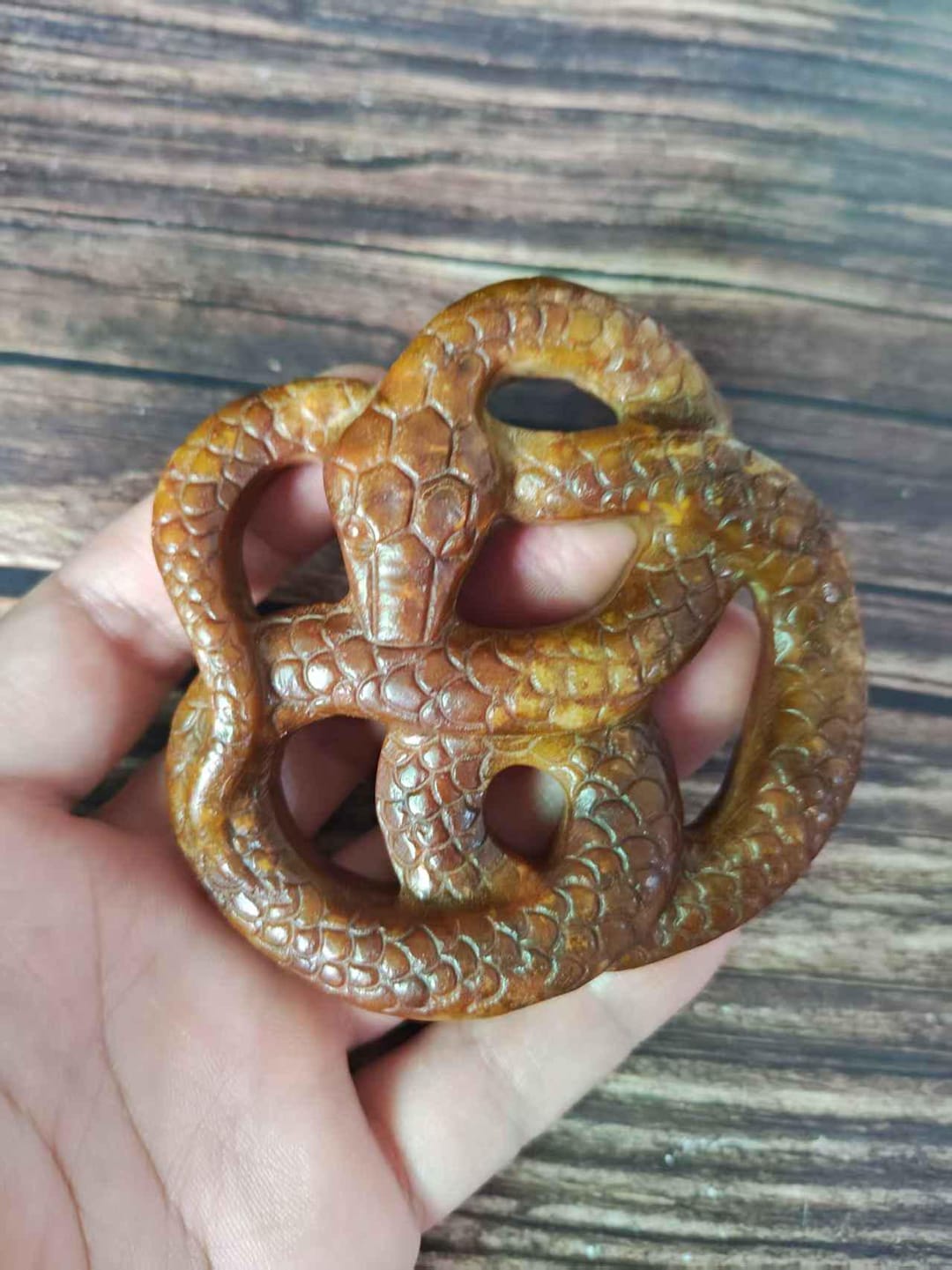 Yellow Jade Snake Statue, Chinese Zodiac Year of Snake Charm, Hongshan ...