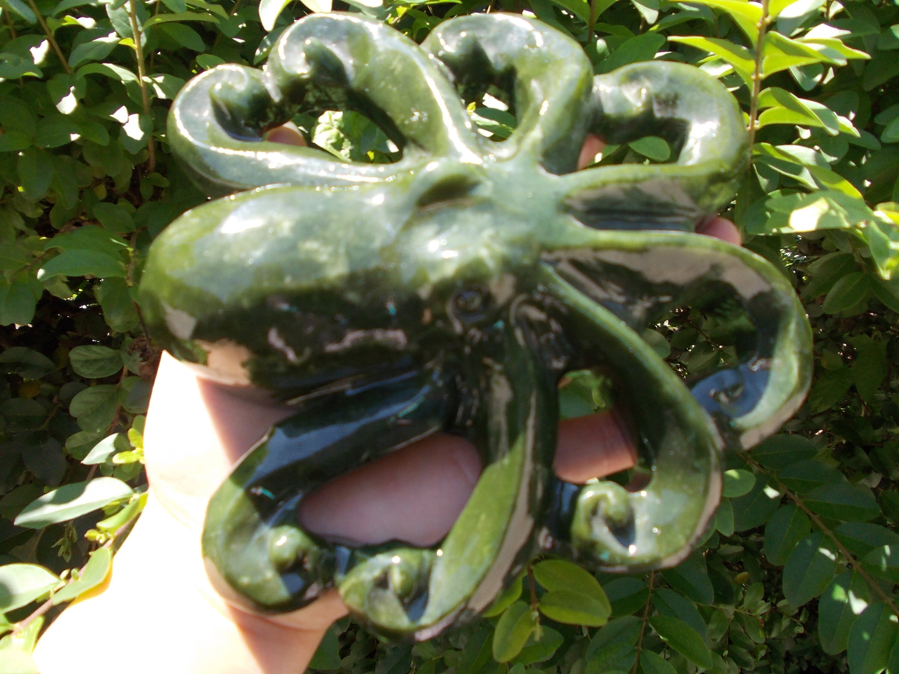 Green Jade Octopus Detailed Carving, Crystal Healing Fish Animal Squid ...