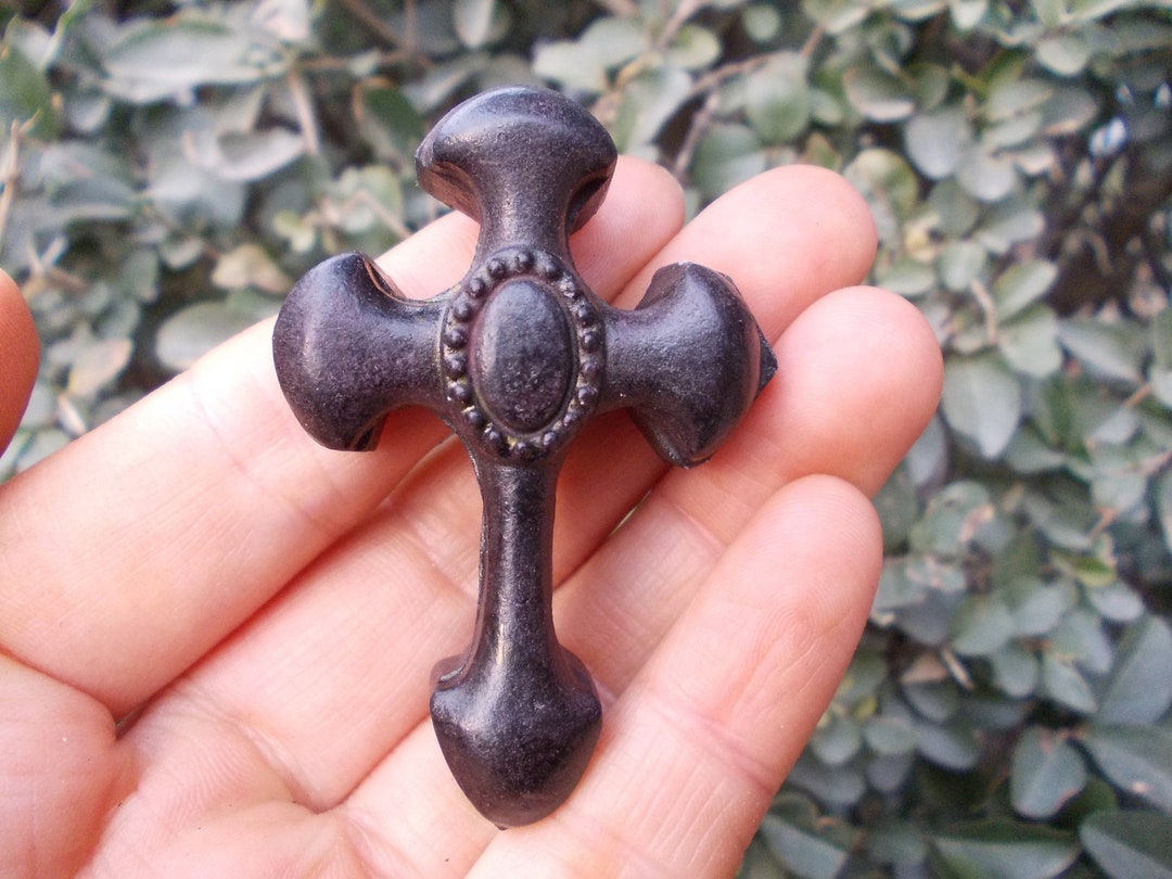 Crystal Jade Stone Healing Cross Pendant Carved ,handmade Cross Raw ...