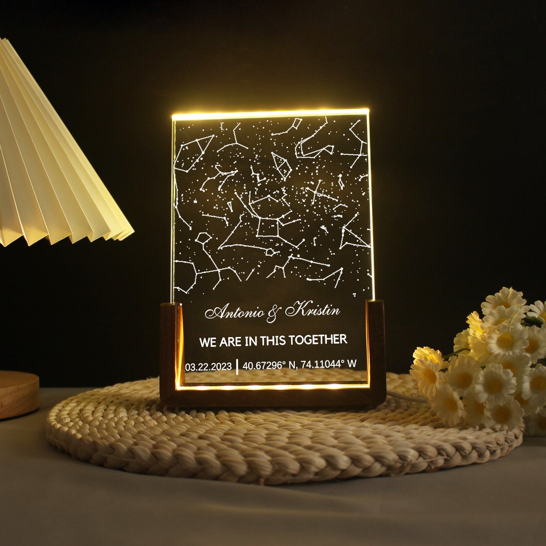 Custom Star Map by Date, Star Map Night Light, Personalized ...