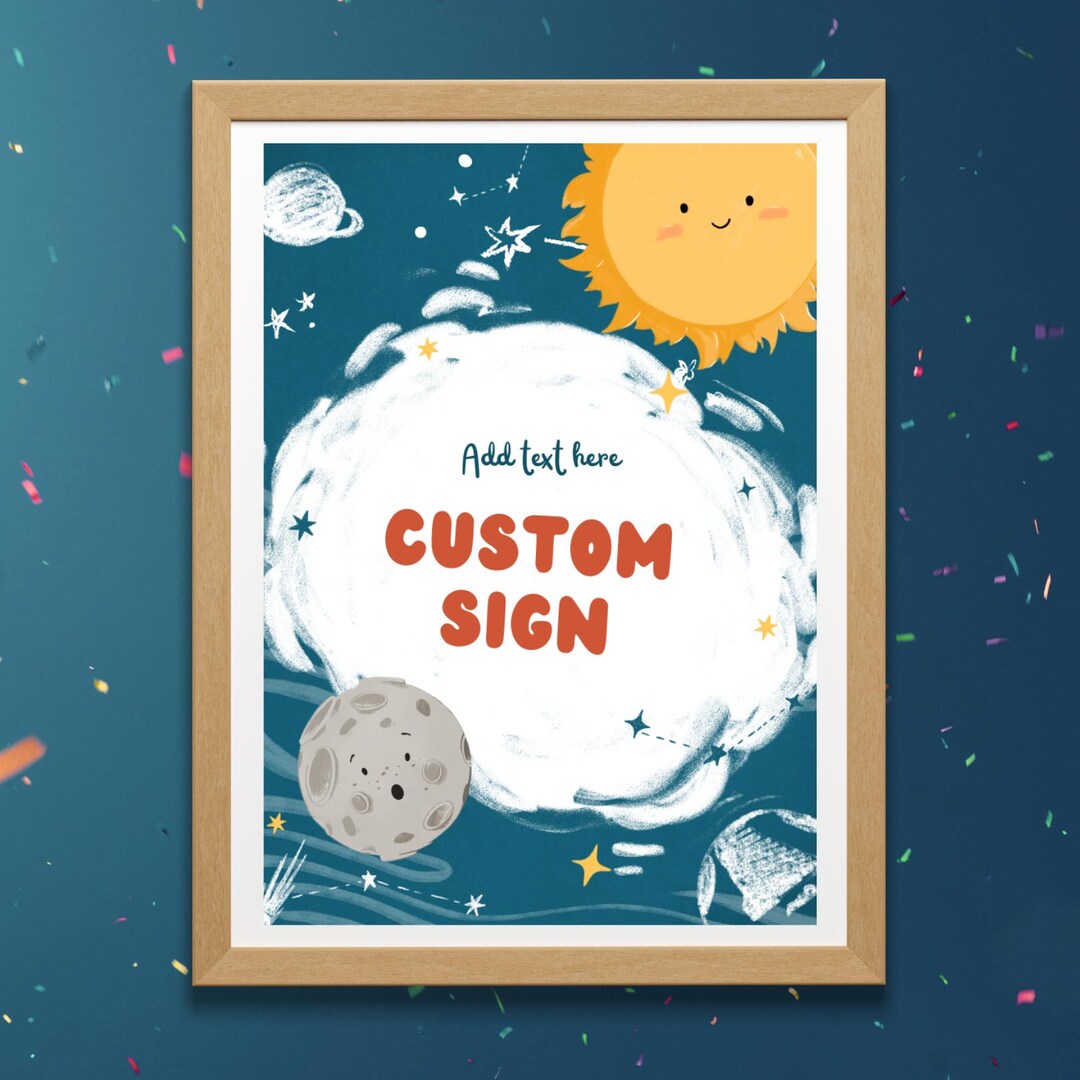OUTER SPACE 4 Party Signs - Dark Blue - Astronaut Theme Birthday Signs ...