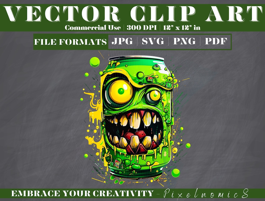 Fizzy Fiend: Quirky Soda Pop Monster Vector Clip Art for - Etsy