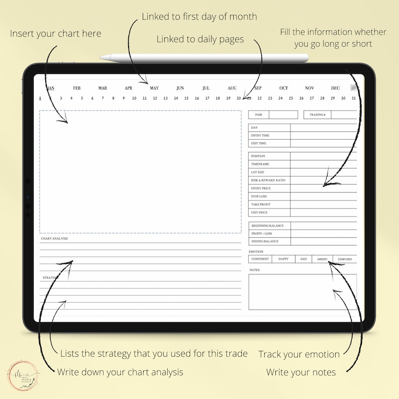 365 Days Digital Trading Journal, Minimal and Undated Journal, Daily ...