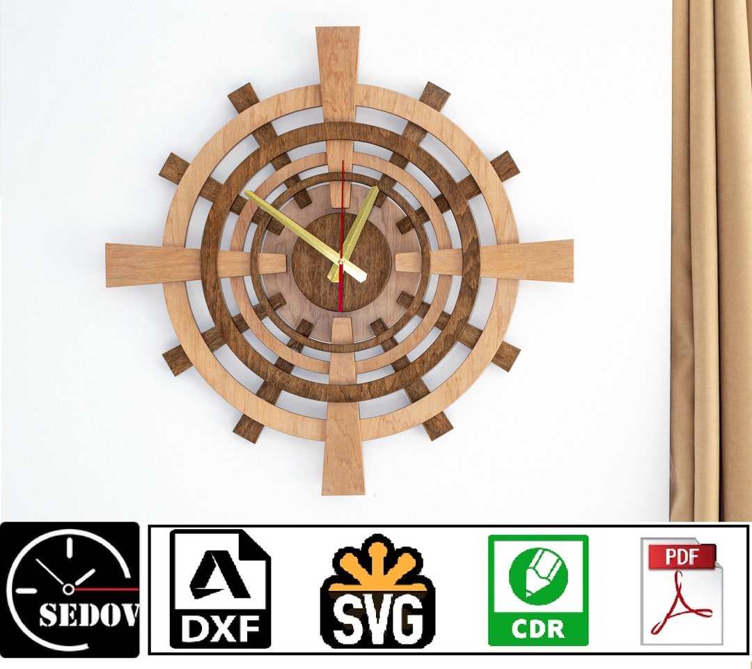 Laser Cut Modern Wall Clock Layered Wood Wall Clock Large Wall - Etsy