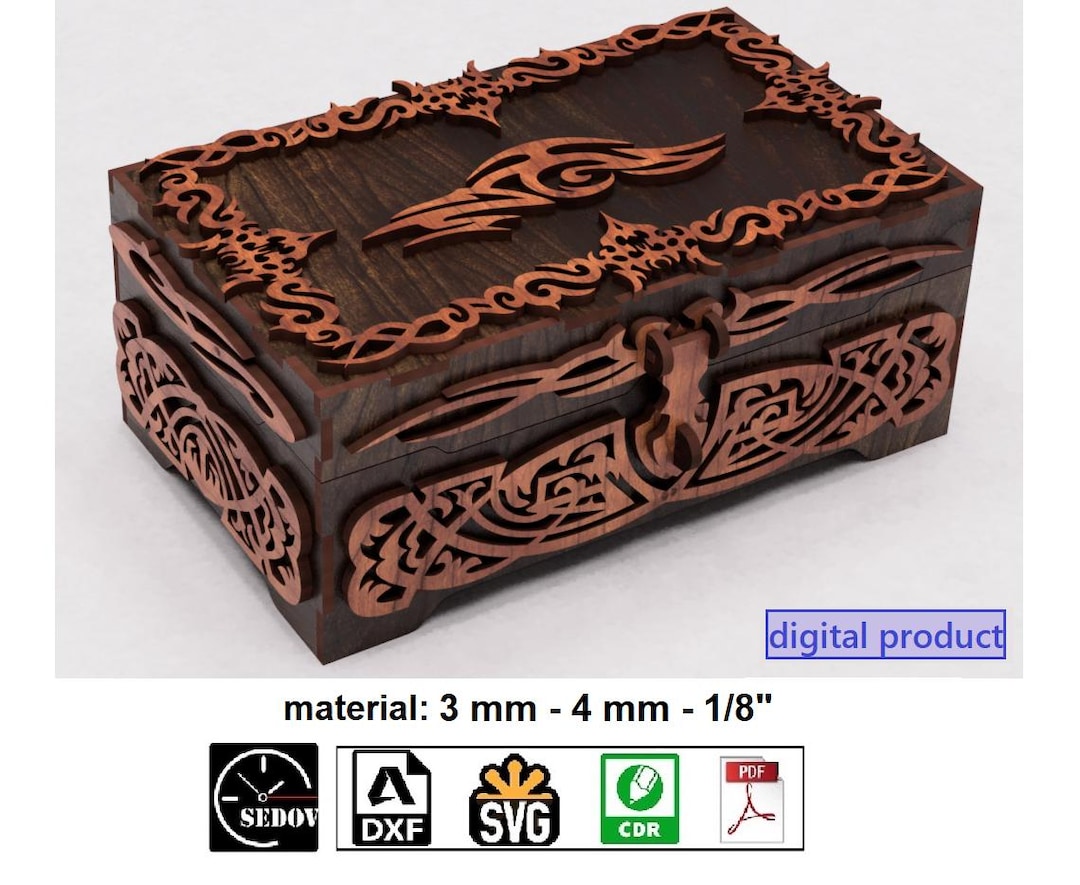 Laser Cut Casket, Ornate Memory Box With Lid, Wooden Present, Jewelry ...