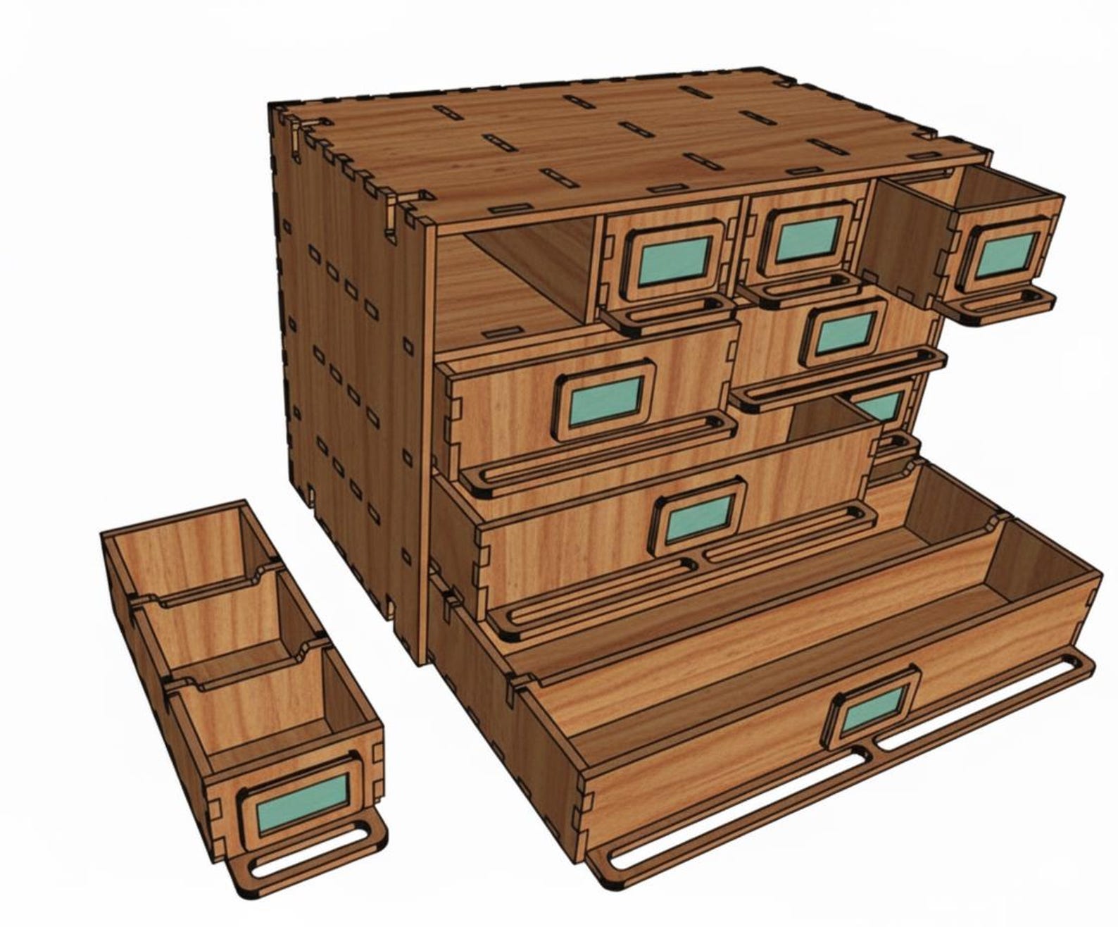 Laser Cut Modular Organizer Transformer With Drawer, for Storage Tool ...