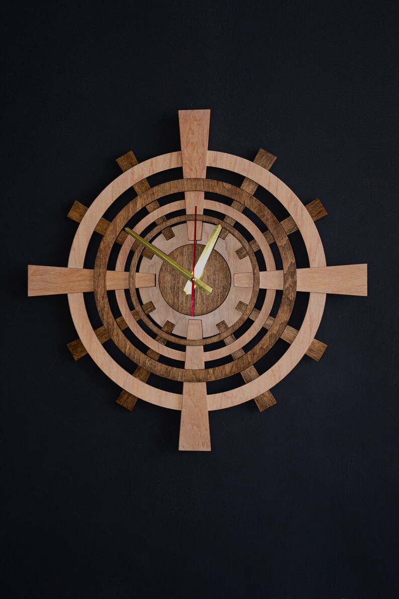 Laser Cut Modern Wall Clock Layered Wood Wall Clock Large Wall - Etsy