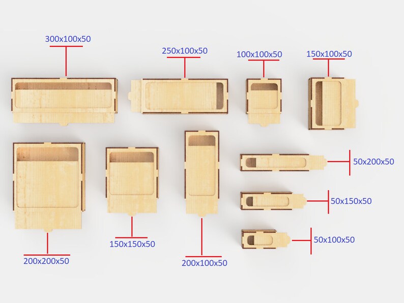 Laser Cut Boxes Set With Slide Lid - Slider Box - Storage Lid Box ...