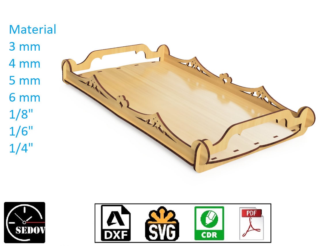 Laser Cut Elegant Food Tray With Handles Bedside Coffee and Breakfast ...